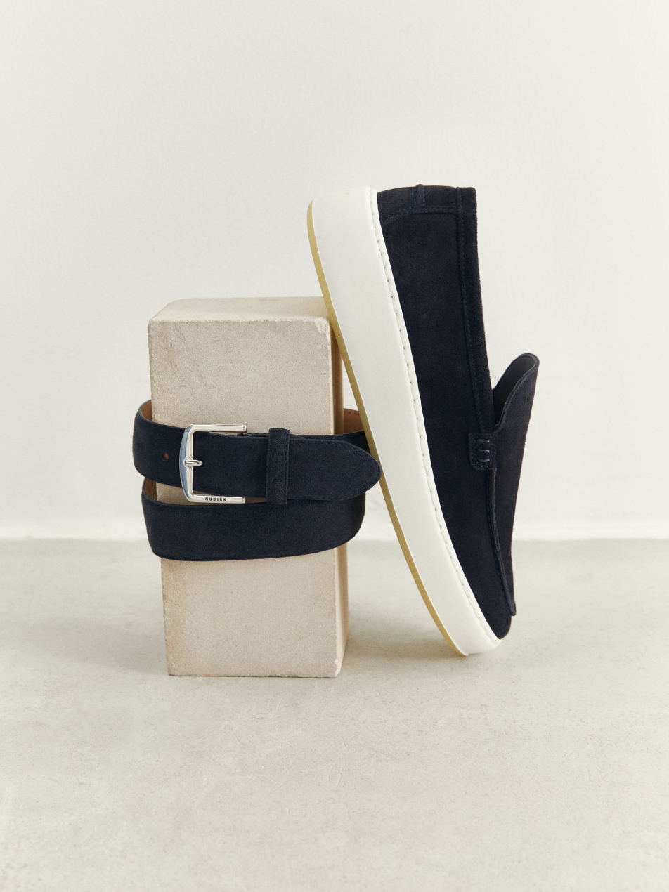 James Belt | Navy Suede Belt for Men