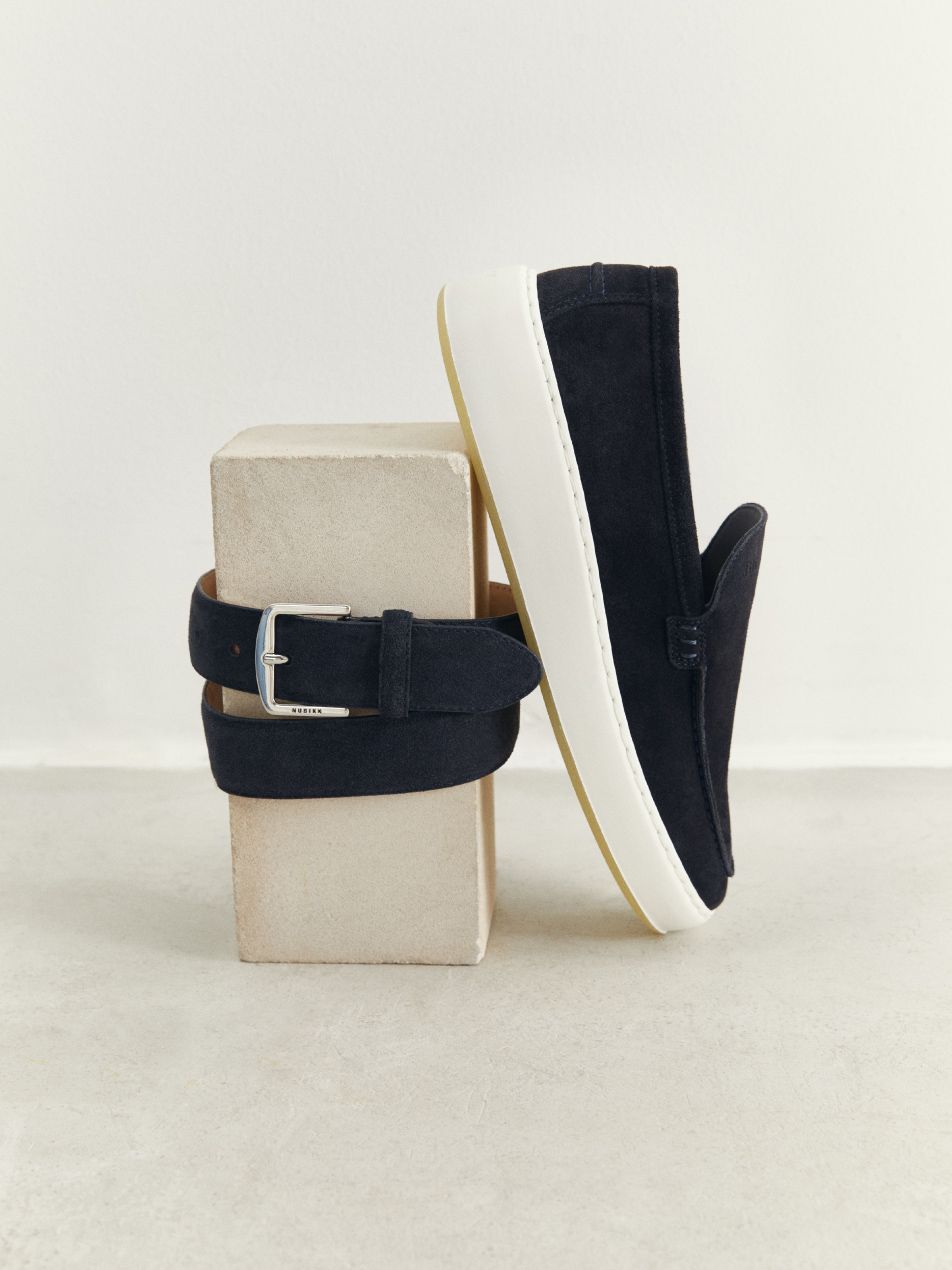 James Belt | Navy Suede Belt for Men